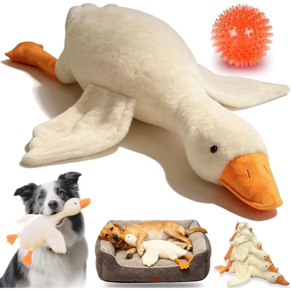 Large Plush White Duck Dog Toy, Realistic Goose Dog Toy 2026 New, Soft ...