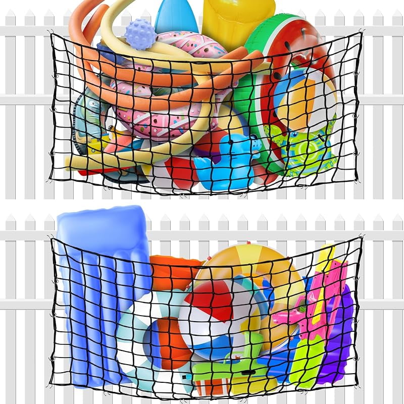 Large Pool Float/Toy Storage Net with 20 Hooks and Storage Bag,Hanging ...