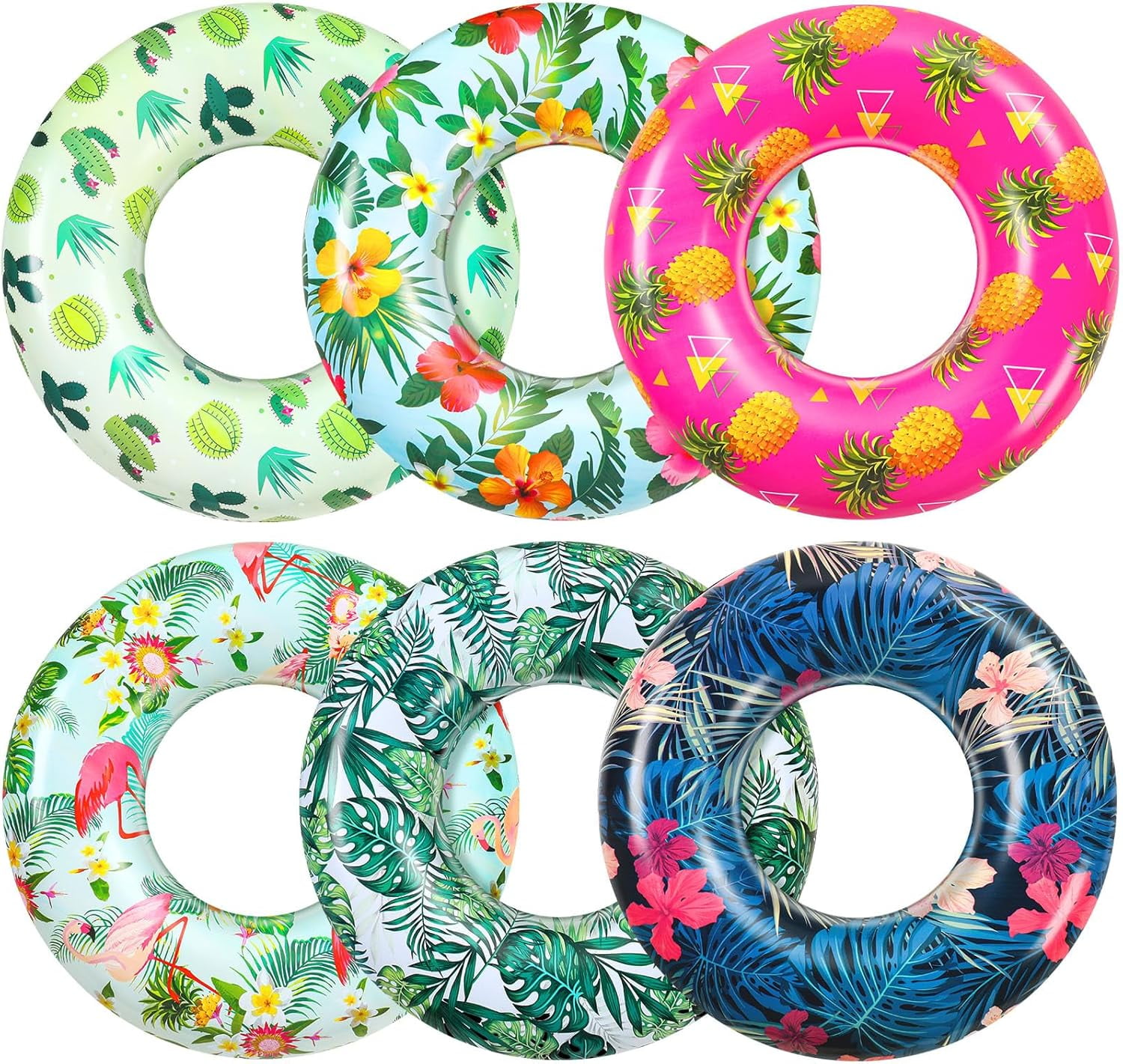 Large Pool Floats Tube 32 Inches Tropical Leaves Inflatable Swimming ...