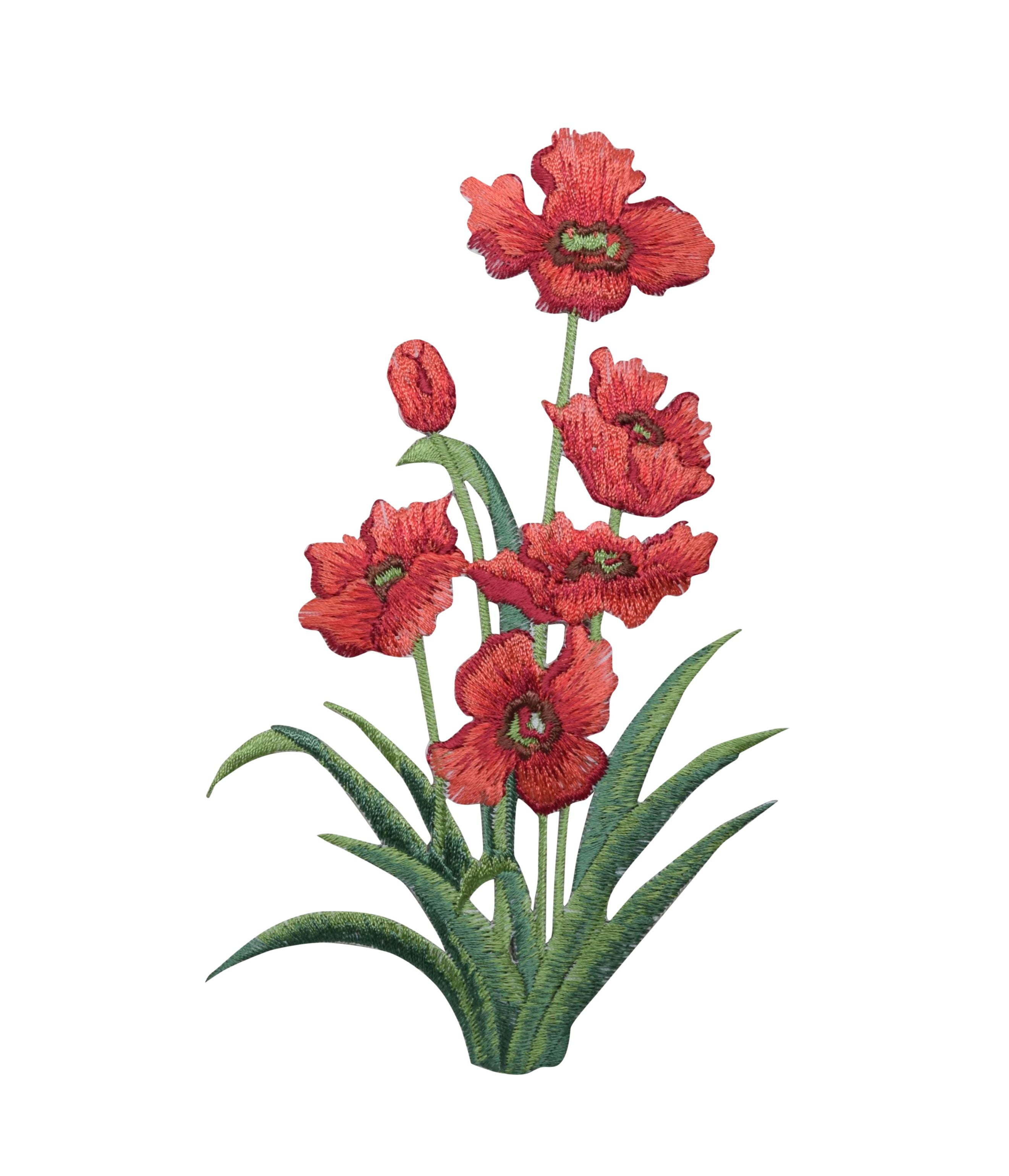 Large Poppies - Red - Poppy Flower - Iron on Applique/Embroidered Patch ...