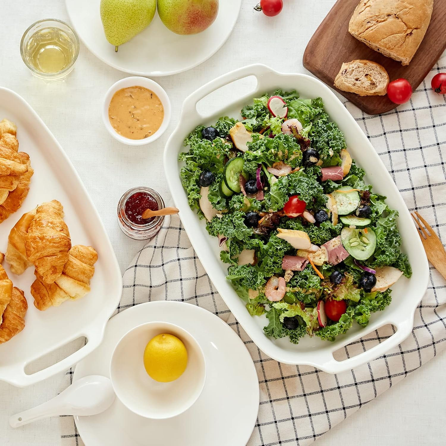 Large Porcelain Serving Trays with Handles, White Plates for Wedding ...