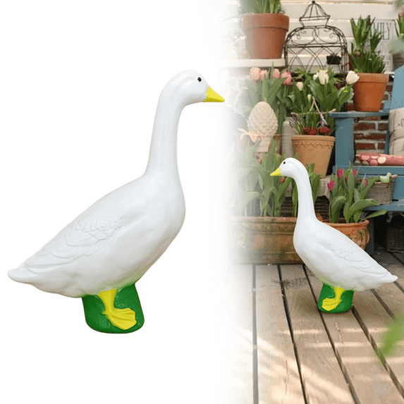 Large Porch Goose Statue, 7 Inch Resin Duck Garden Statues, White Goose ...