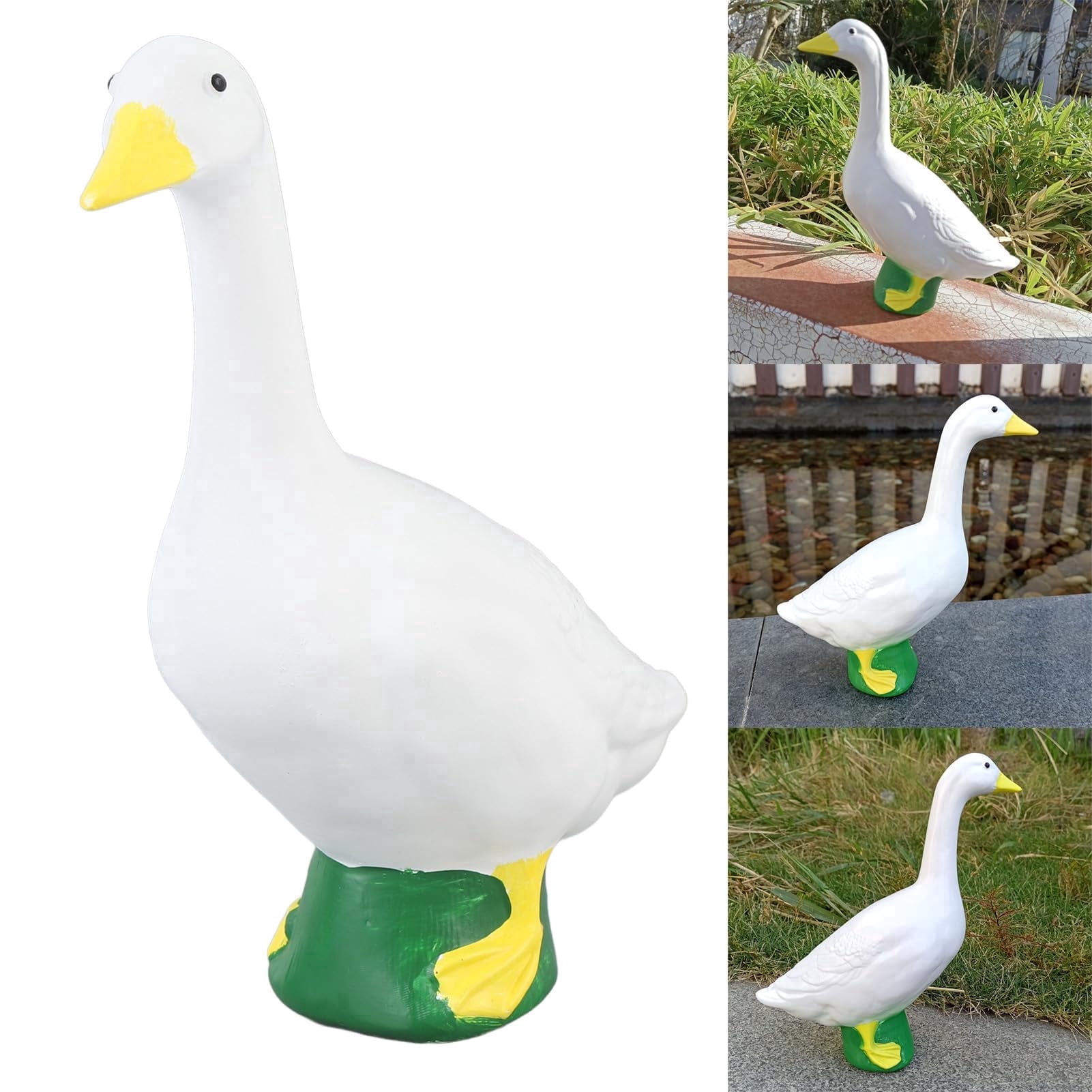Porch Goose Statue, Porch Goose Outfits, Mini White Geese Garden ...