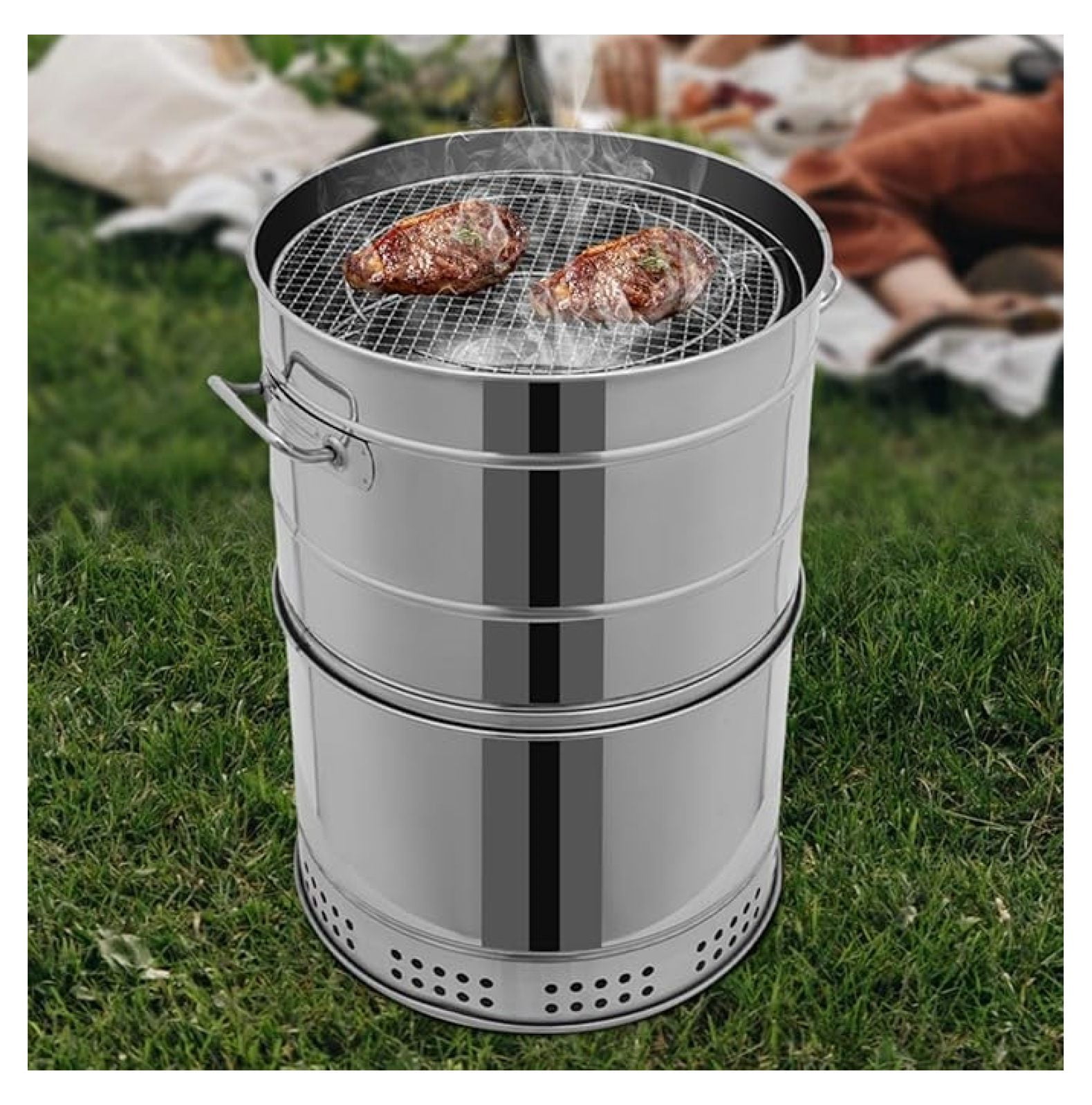 Large Portable Charcoal Grills, Barril Para Asar Carne with 360°Cooking ...