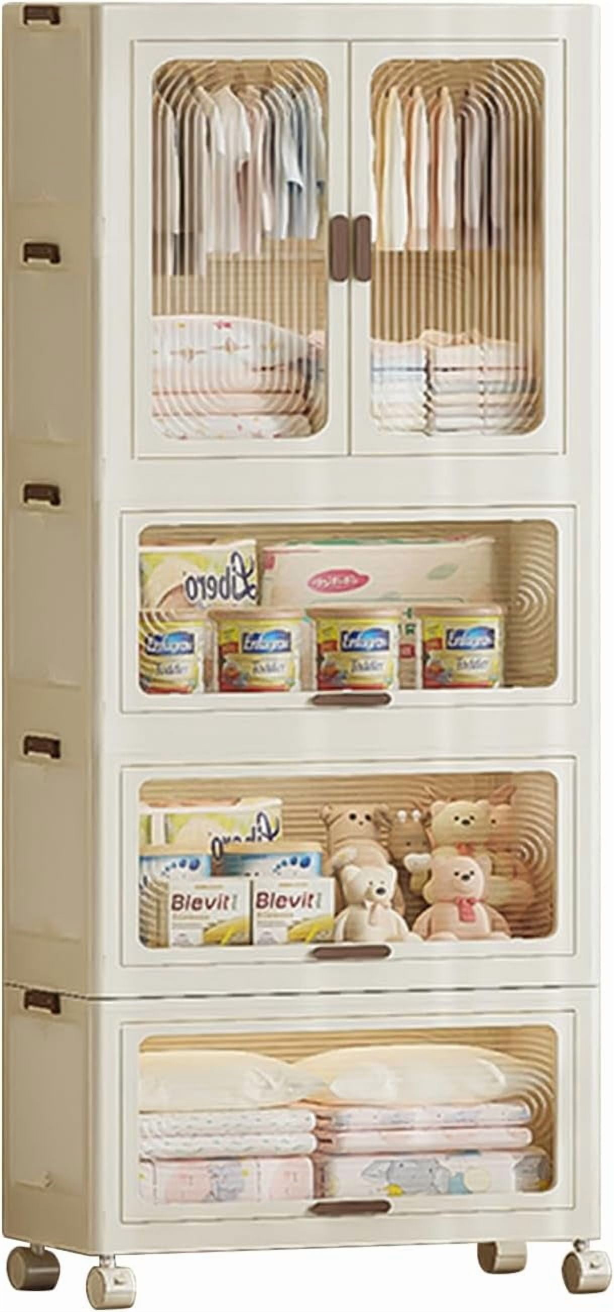 Large Portable Wardrobe Closet with Hanging Rod, 3 Storage Compartments ...