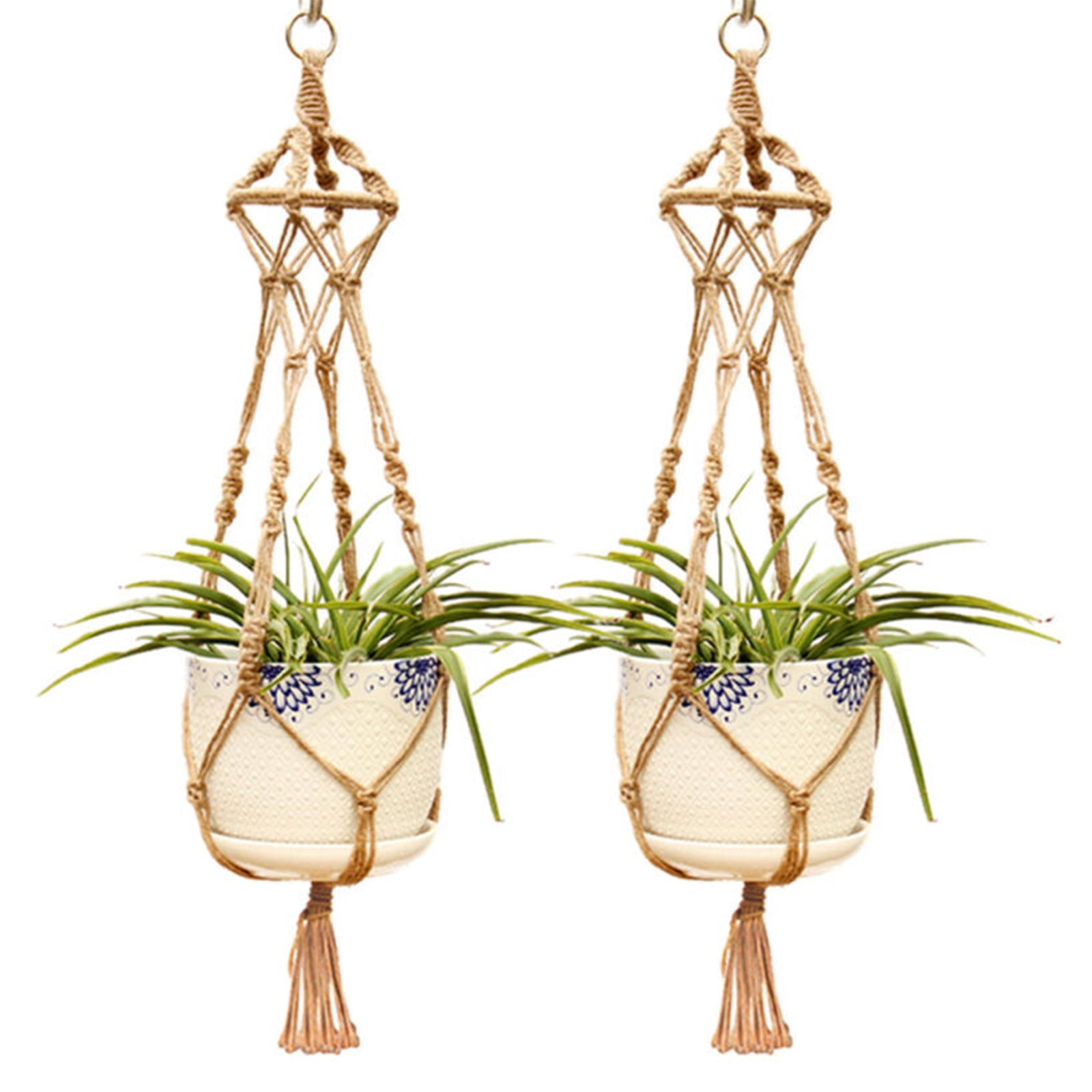 Large Pot Holder Macrame Plant Hanger Hemp Rope Braided Hanging Planter ...