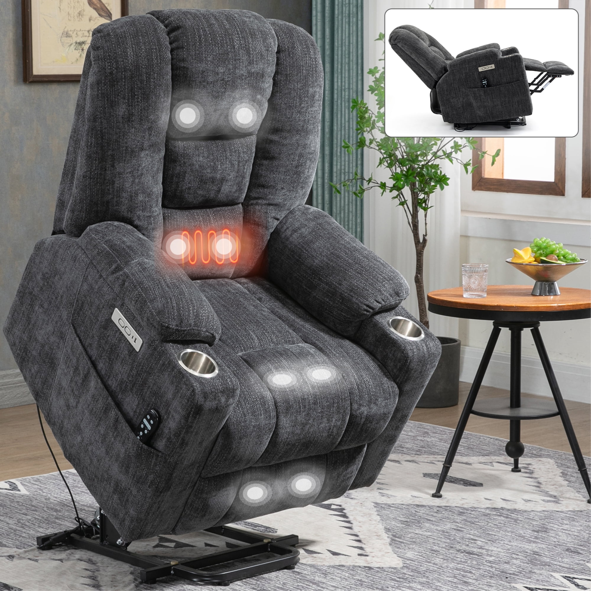 Large Power Lift Recliner Chair with Massage and Heat for Elderly ...