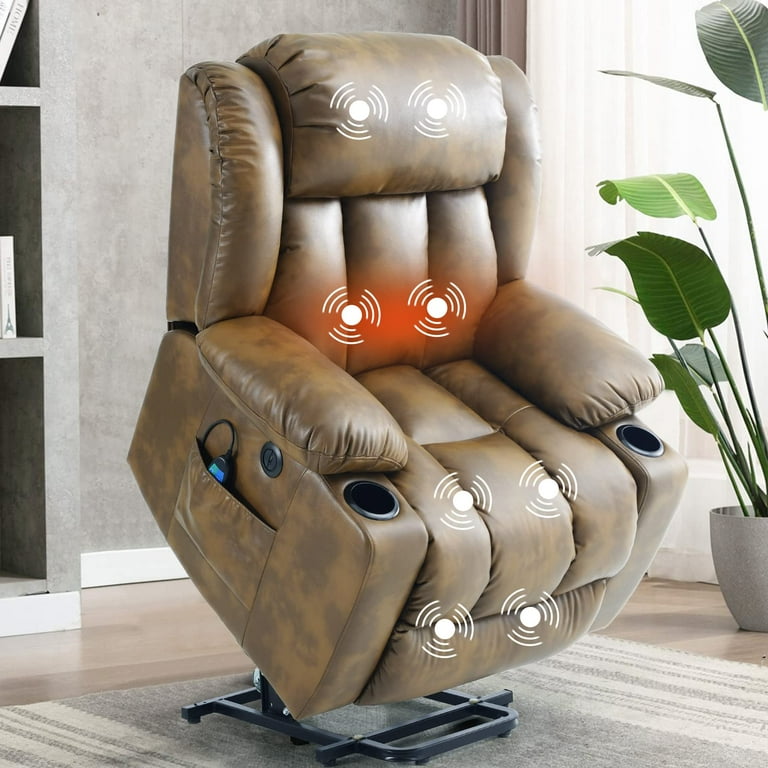 Large Power Lift Recliner Chair for Elderly Massage Chair Recliner with Massage and Heating Function 160 tilt Ergonomic with Footrest Bronze