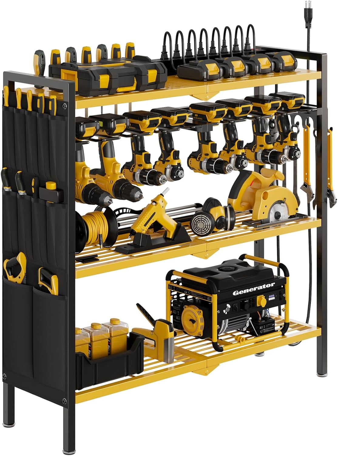 Large Power Tool Organizer Cart with Charging Station 8 Drill Holder ...
