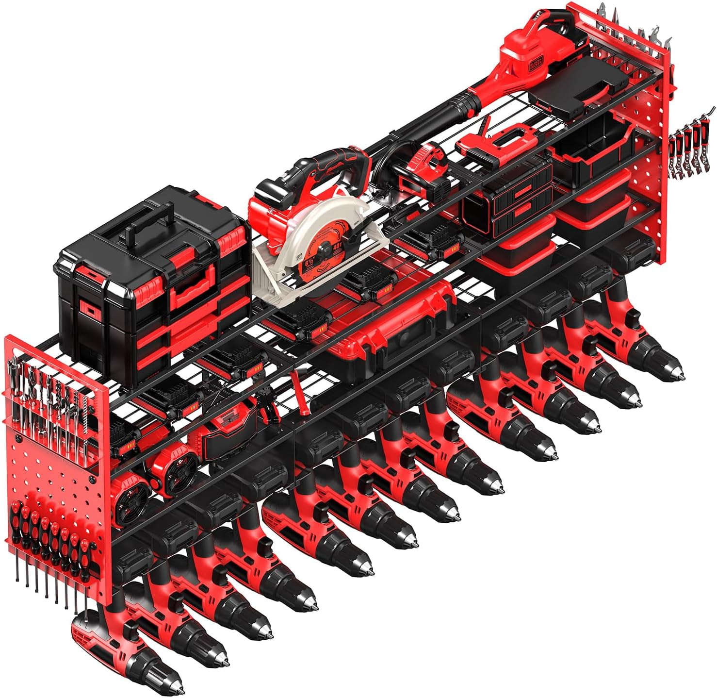 Large Power Tool Organizer Wall Mount with 12 Drills Holder, 52.4 ...