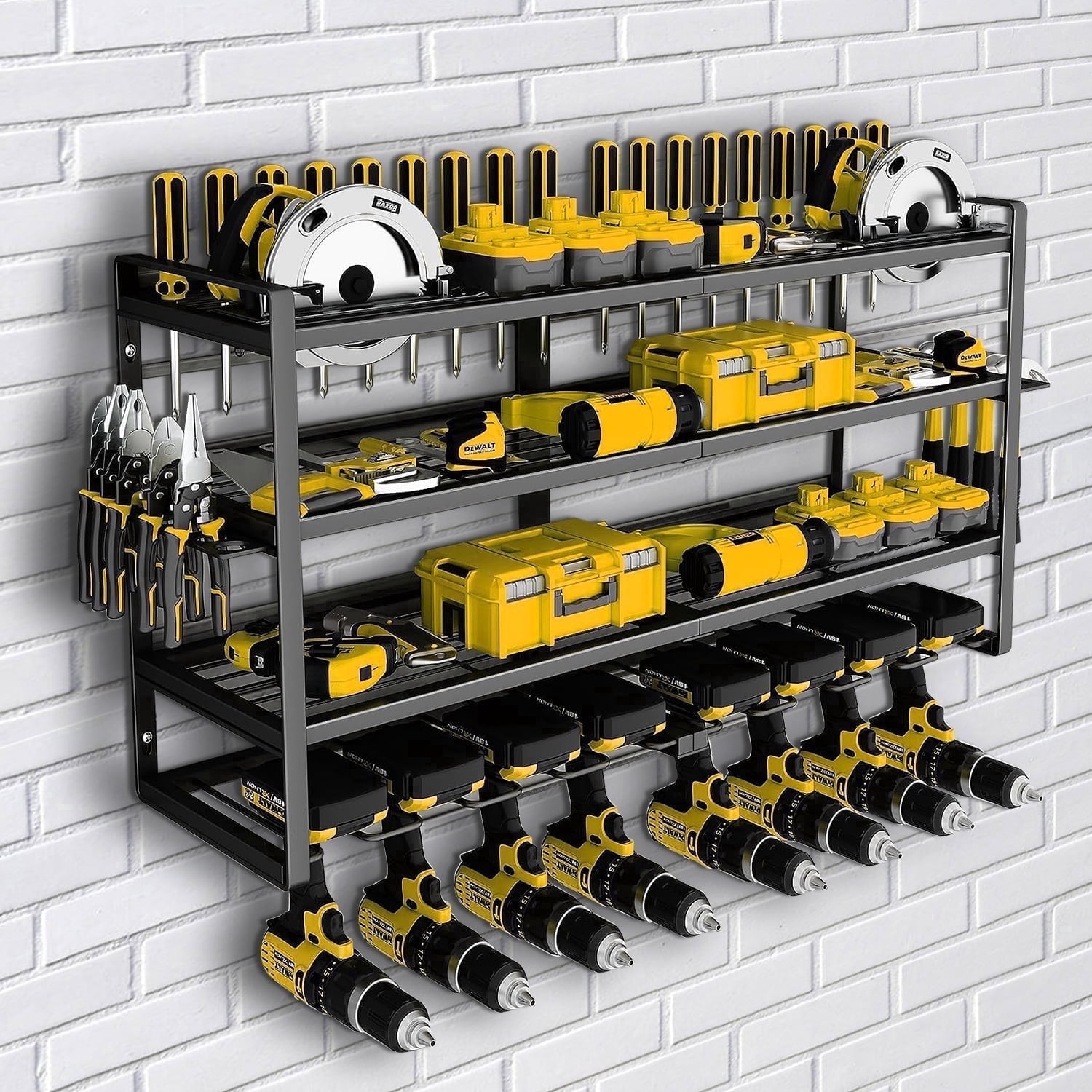 Large Power Tool Organizer Wall Mount, 4 Large Layers Heavy Duty Metal ...
