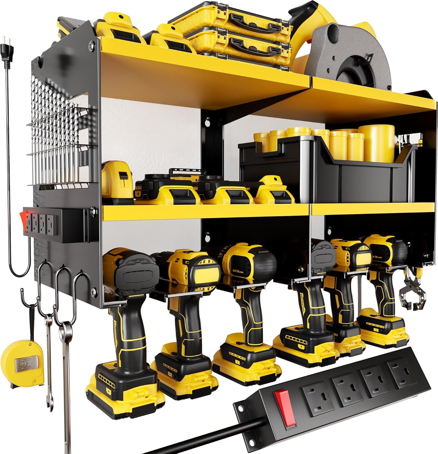 Large Power Tool Organizer Wall Mount with Charging Station, 3 Layer ...