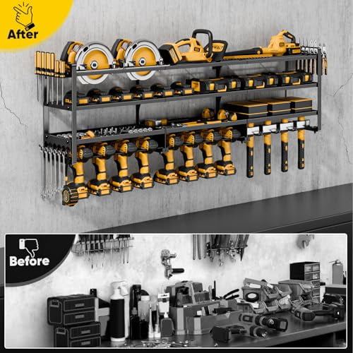 Large Power Tool Organizer Wall Mount, Heavy Duty 4 Tier 12 Drill ...
