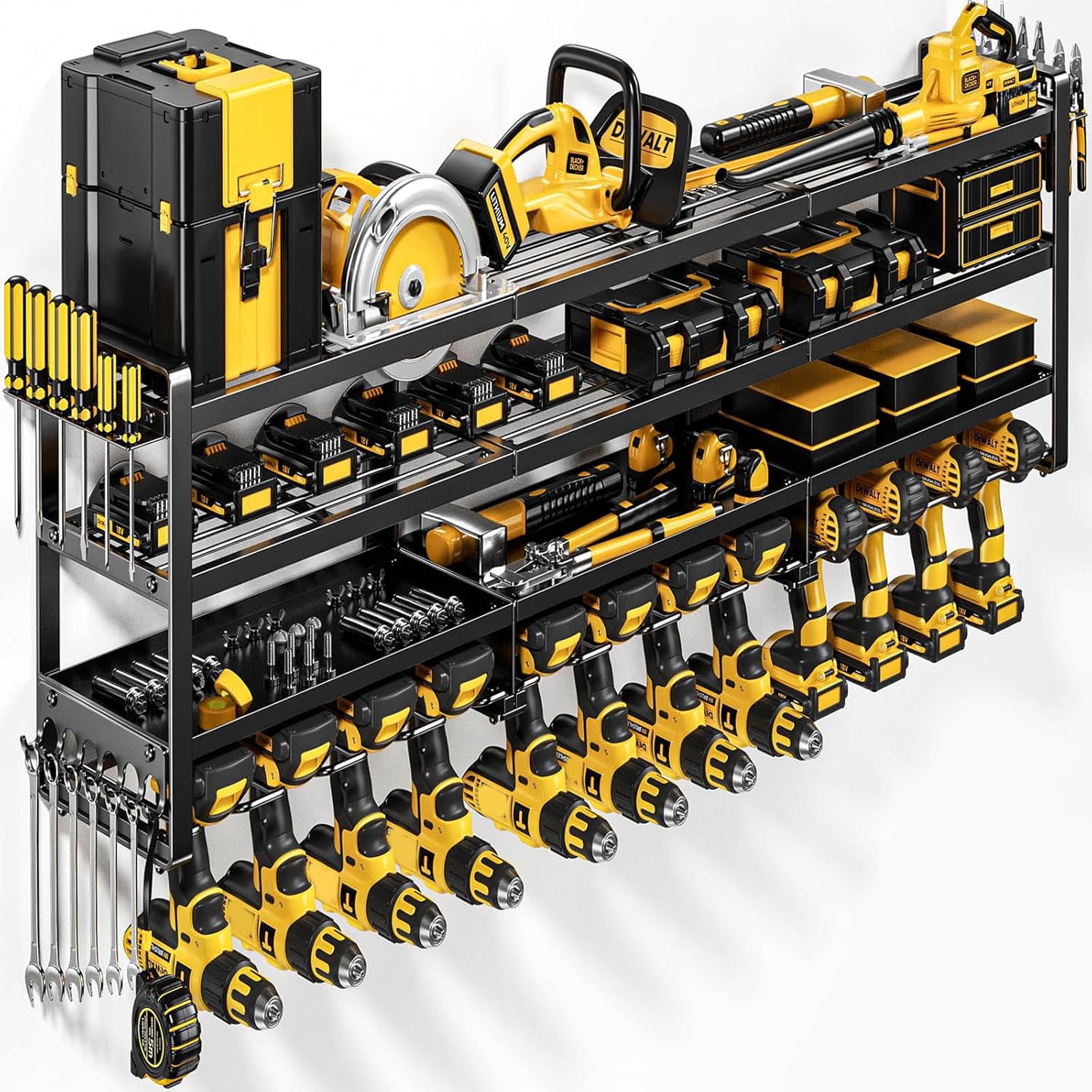 Large Power Tool Organizer Wall Mount, Heavy Duty Tool Rack Holds ...