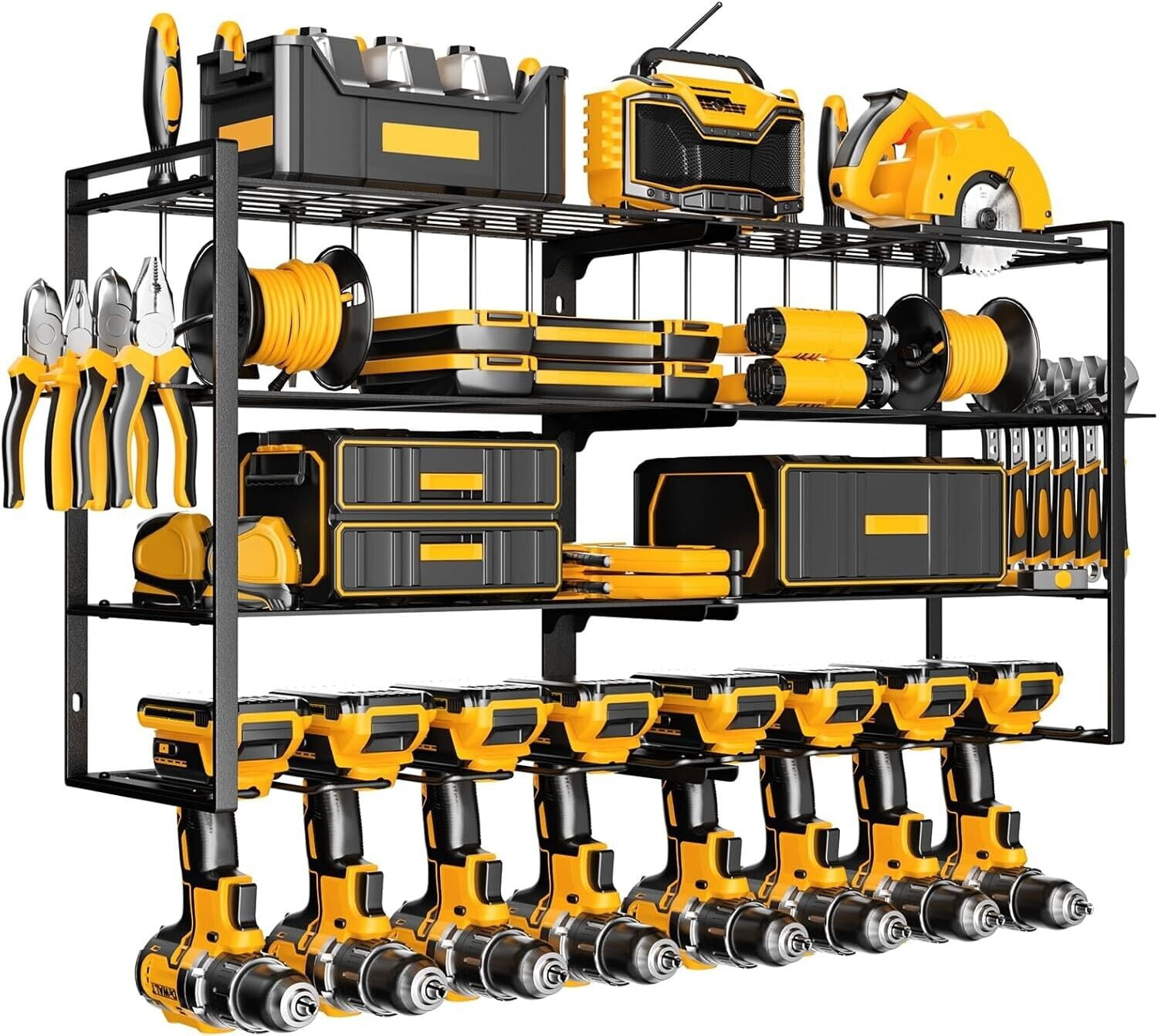 Large Power Tool Organizer Wall Mount, Heavy Duty Widen 8 Drill Holder ...