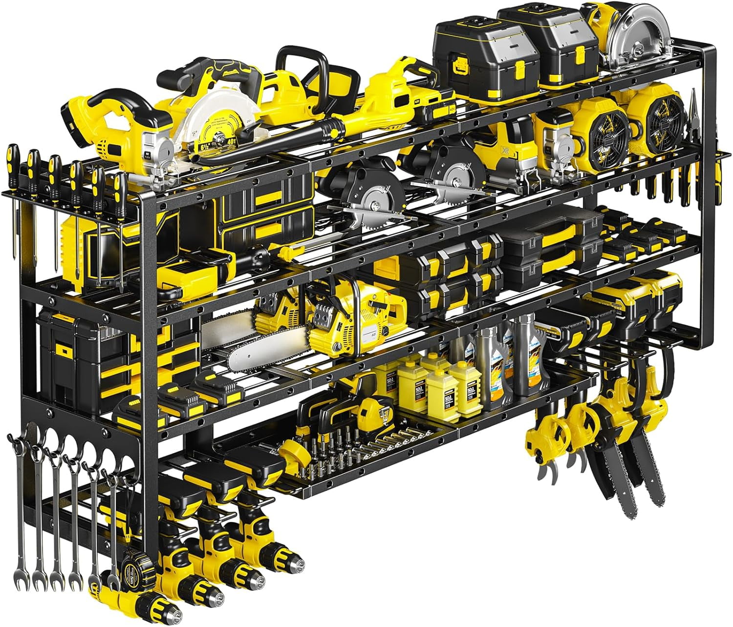 Large Power Tool Organizer Wall Mount, Tool Rack Holds Cordless Drills ...