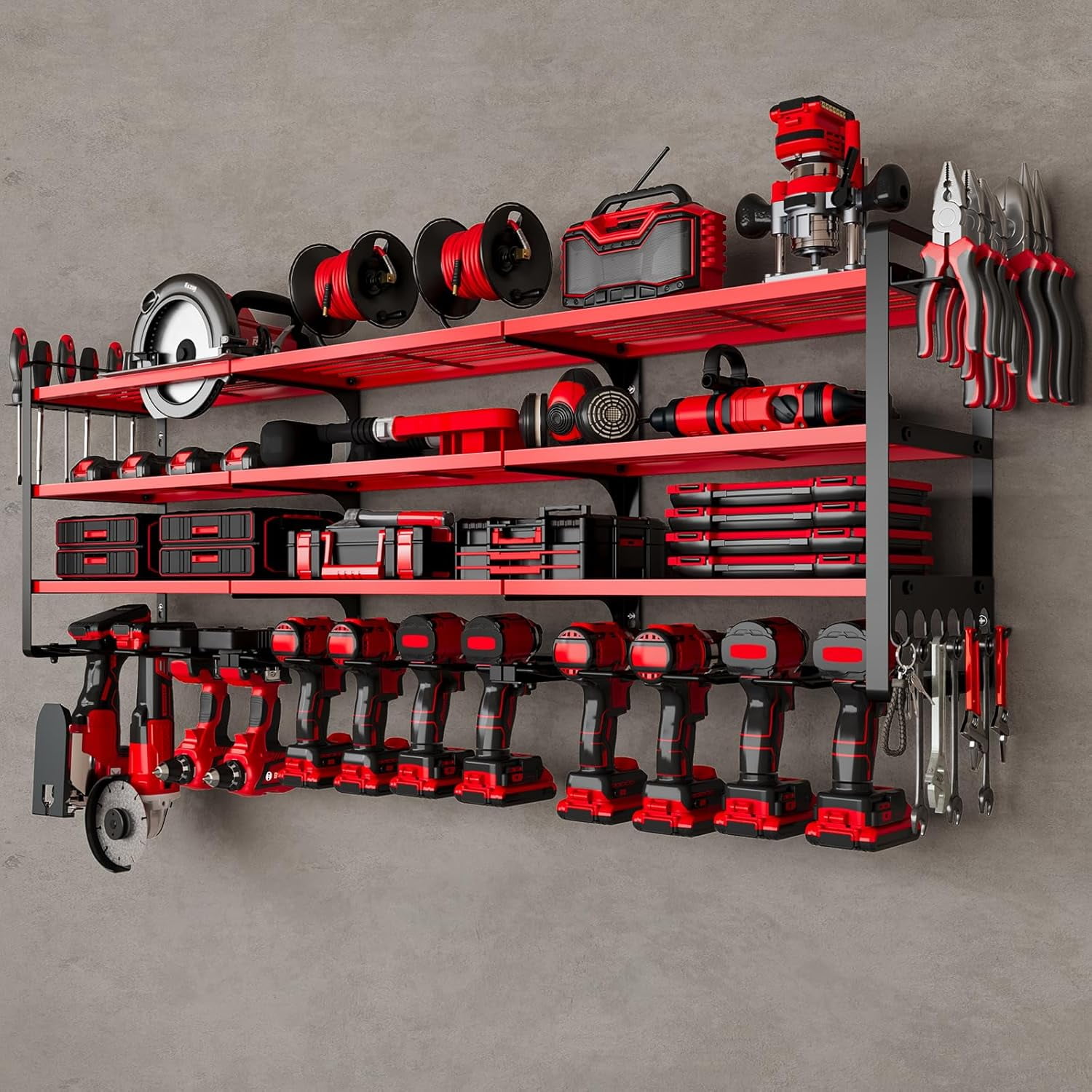 48" Large Power Tools Organizer Wall Mount,12 Drill Holder for Garage ...
