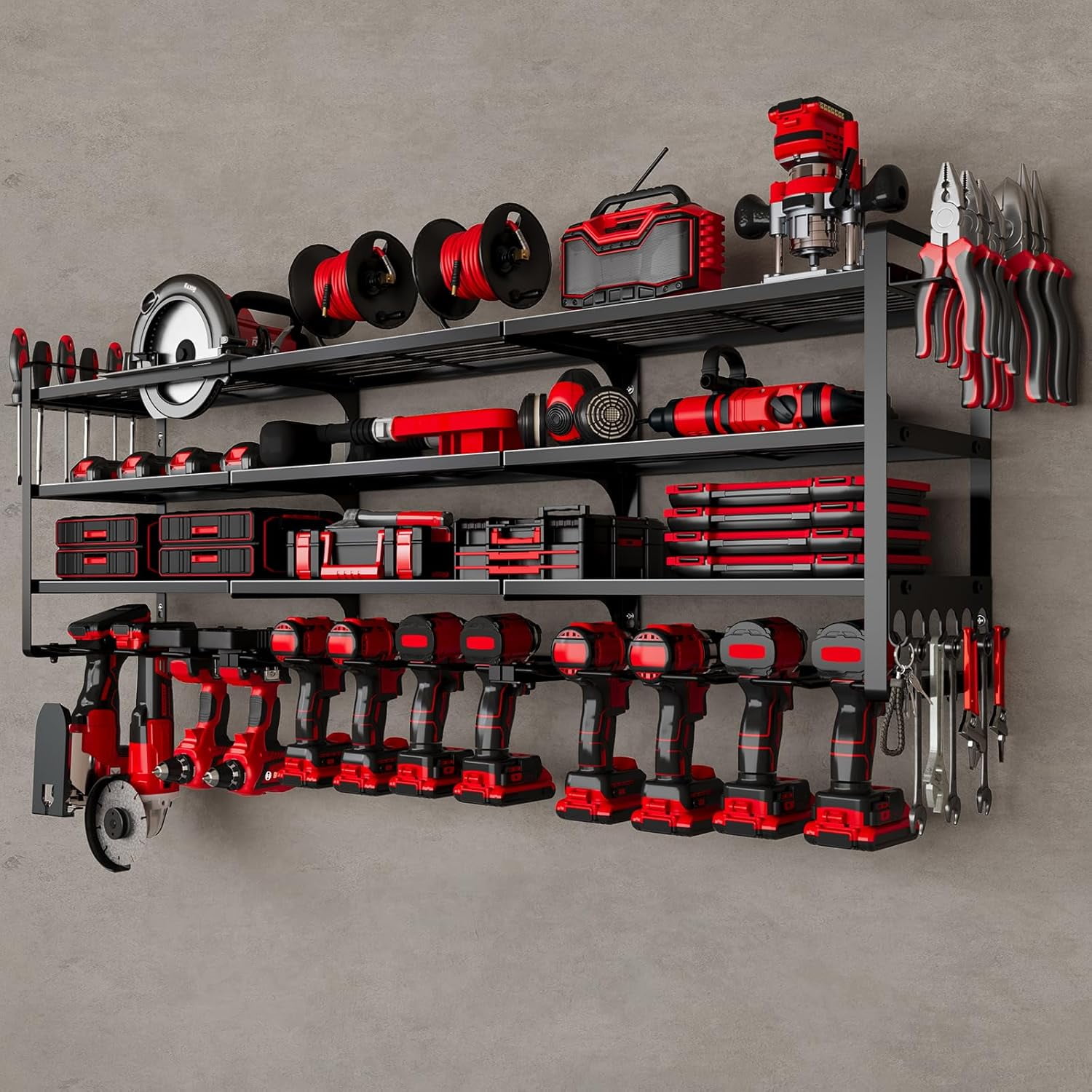 Large Power Tools Organizer Wall Mount,12 Drill Holder for Garage ...