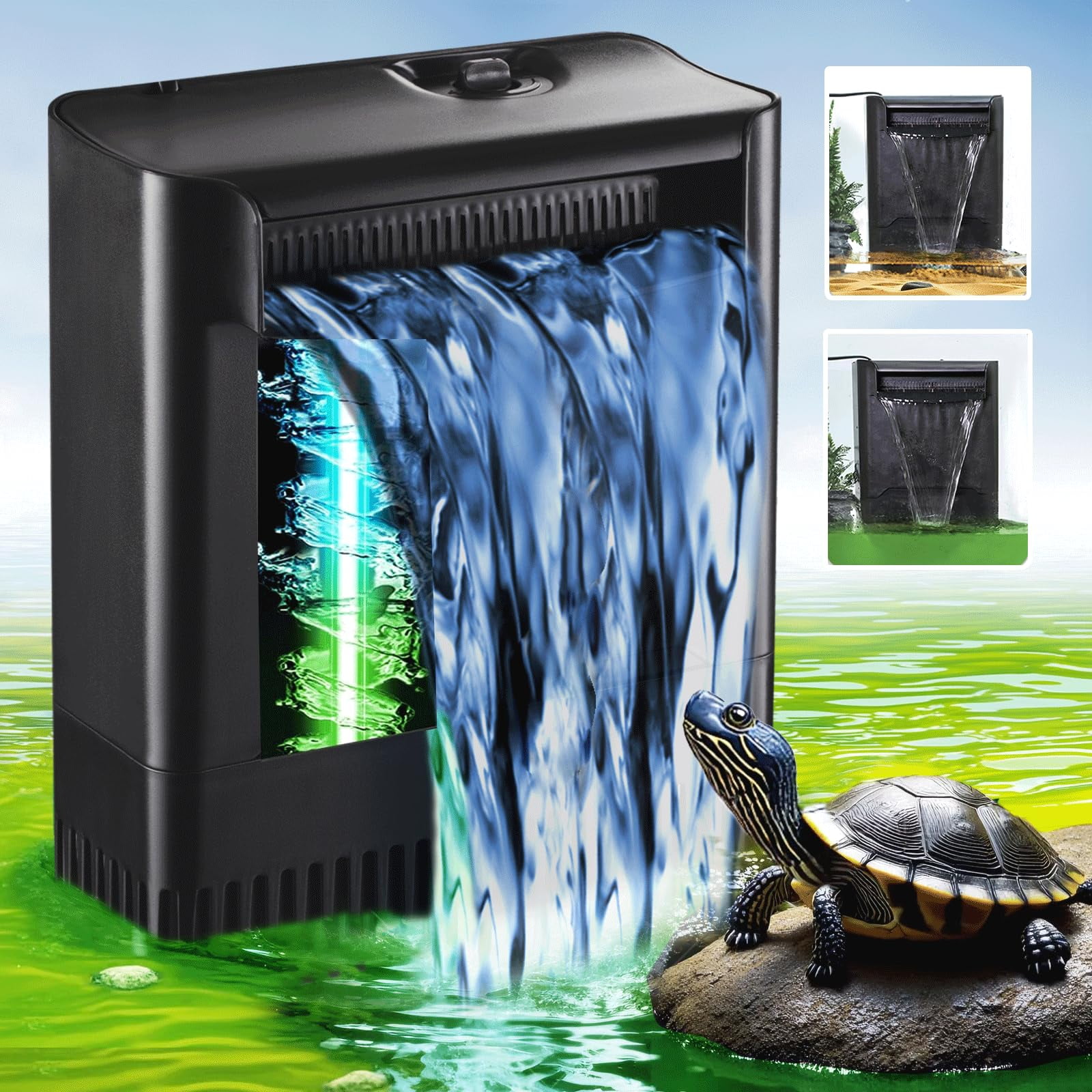 Large Powerful Turtle Tank Filter U V-ery for 55-155 Gallon Tank, Low ...