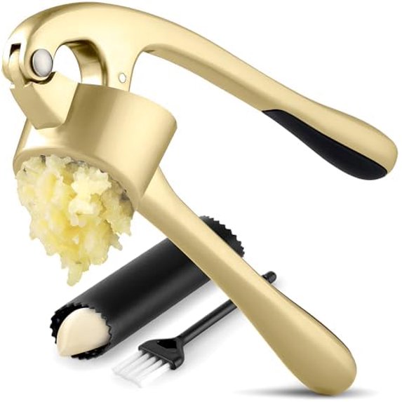 Large Premium Garlic Press Set - Bigger Bowl for Bigger Garlic - Rust ...