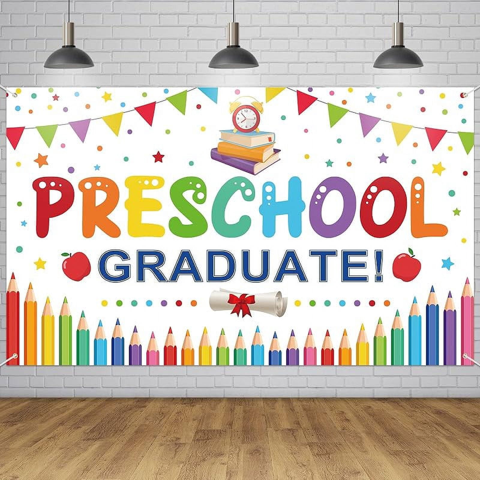 Large Preschool Graduation Party Banner Decorations , Kindergarten ...