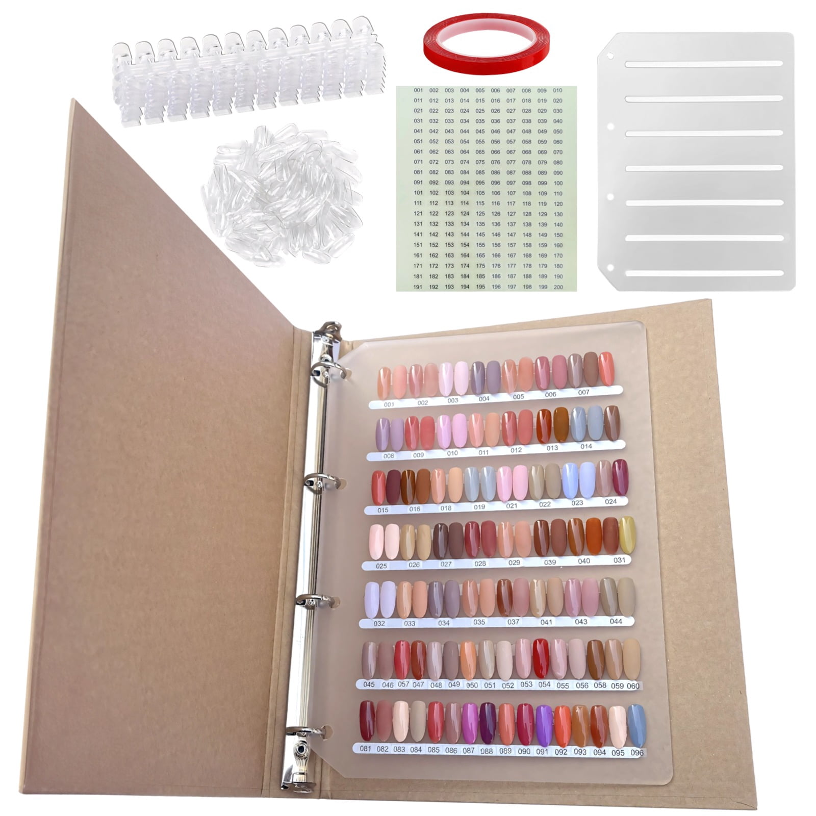 Large Press on Nail Organizer with Binder, Brown Kraft Paper Nail ...