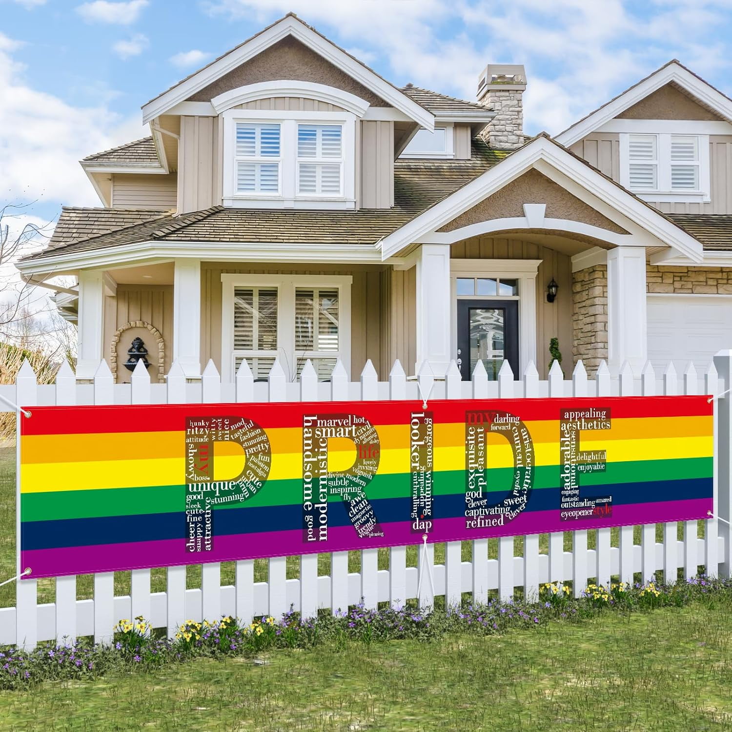 Large Pride Decorations Banner Progress Rainbow Yard Sign LGBTQ ...