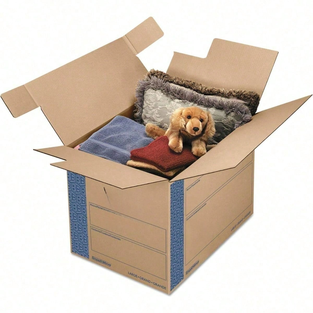 Large Prime Moving Box 6 Pack, Reinforced Handles, Tape-Free Assembly ...