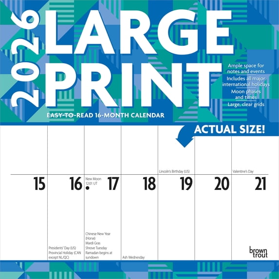 Large Print | 2026 12x24" (Hanging) Wall Calendar | Plastic-Free ...
