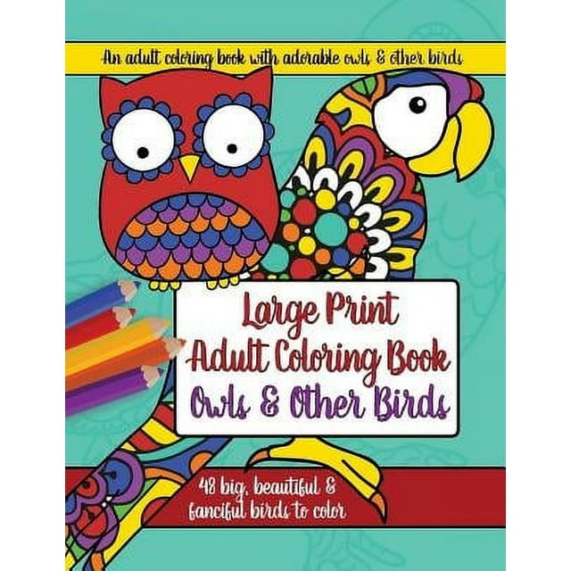 Large Print Adult Coloring Book: Owls and Other Birds -- Brilliant ...