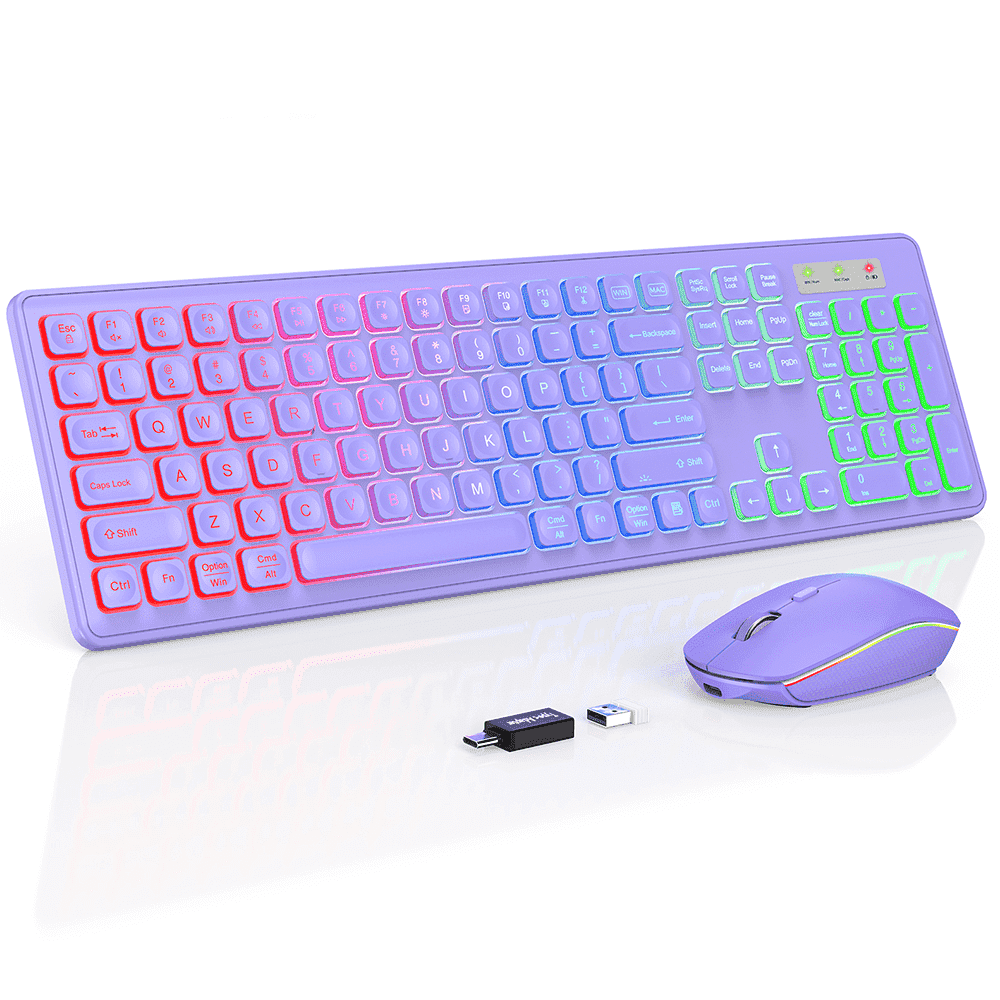 Wagpak Wireless Keyboard and Mouse Combo RGB Backlit Rechargeable 2 ...
