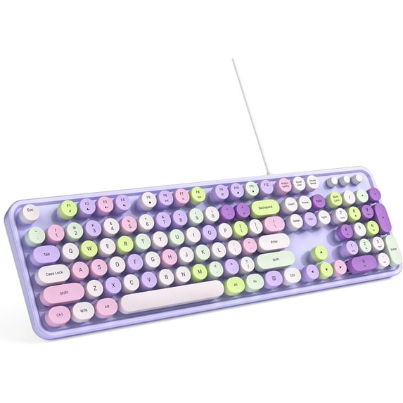 Large Print Backlit Wired Keyboard, Light Up USB Keyboard with 7-Colors ...