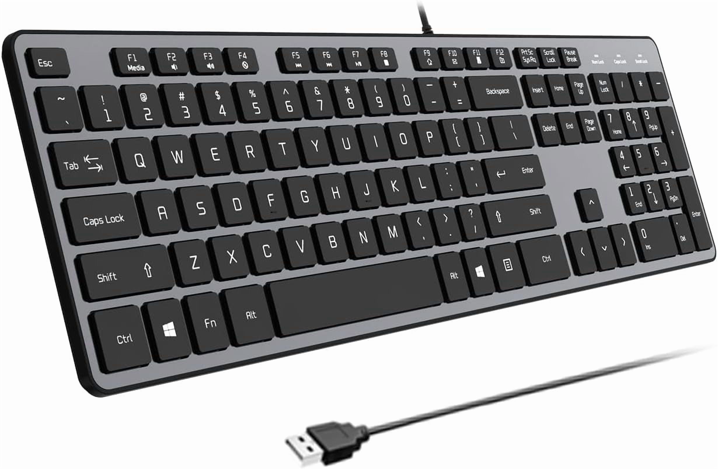Large Print Backlit Wireless Keyboard, 2.4G Silent Light Up Full Size ...