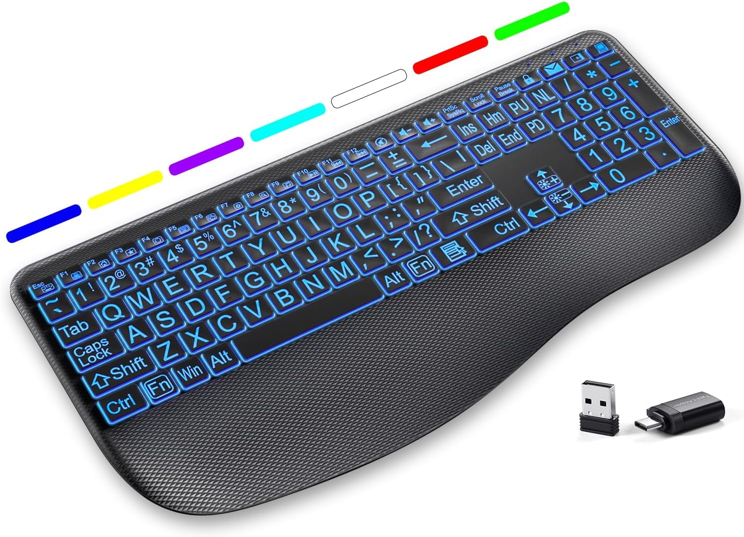 Large Print Backlit Wireless Keyboard – Silent Keyboards with Wrist ...