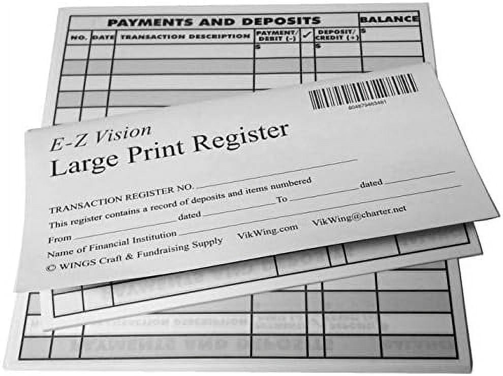 Large Print Checkbook Register Low Vision 2022 2023 2024 Calendar (Set ...