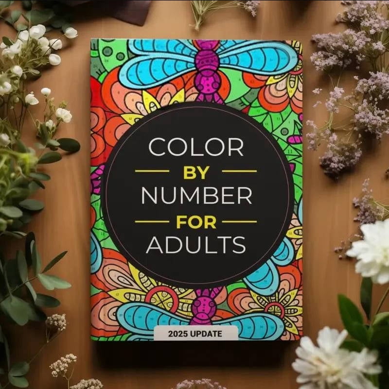 Large Print Color By Number Adult Coloring Book: 75 Pictures | Flowers ...