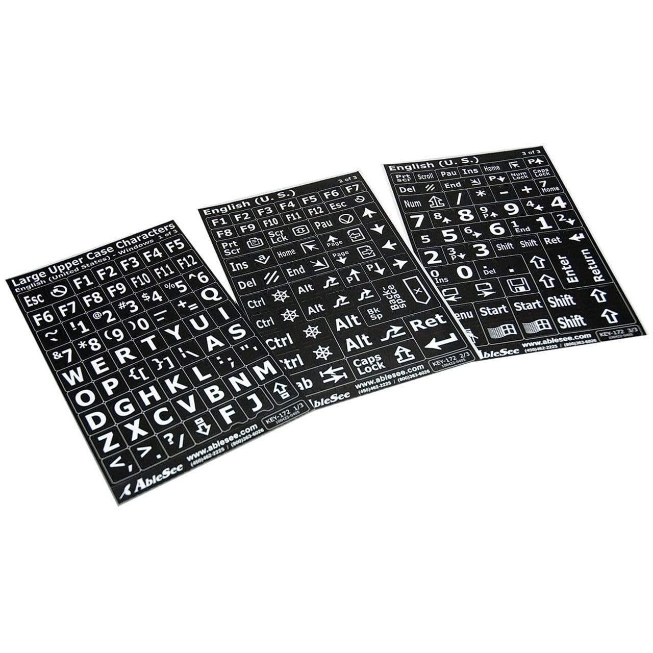 Large Print Keyboard Labels- White on Black - Walmart.com