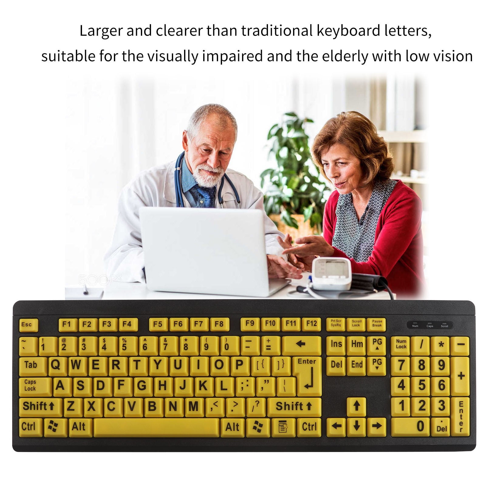 Large Print Keyboard for Seniors & Visually Impaired - USB Wired 107 ...