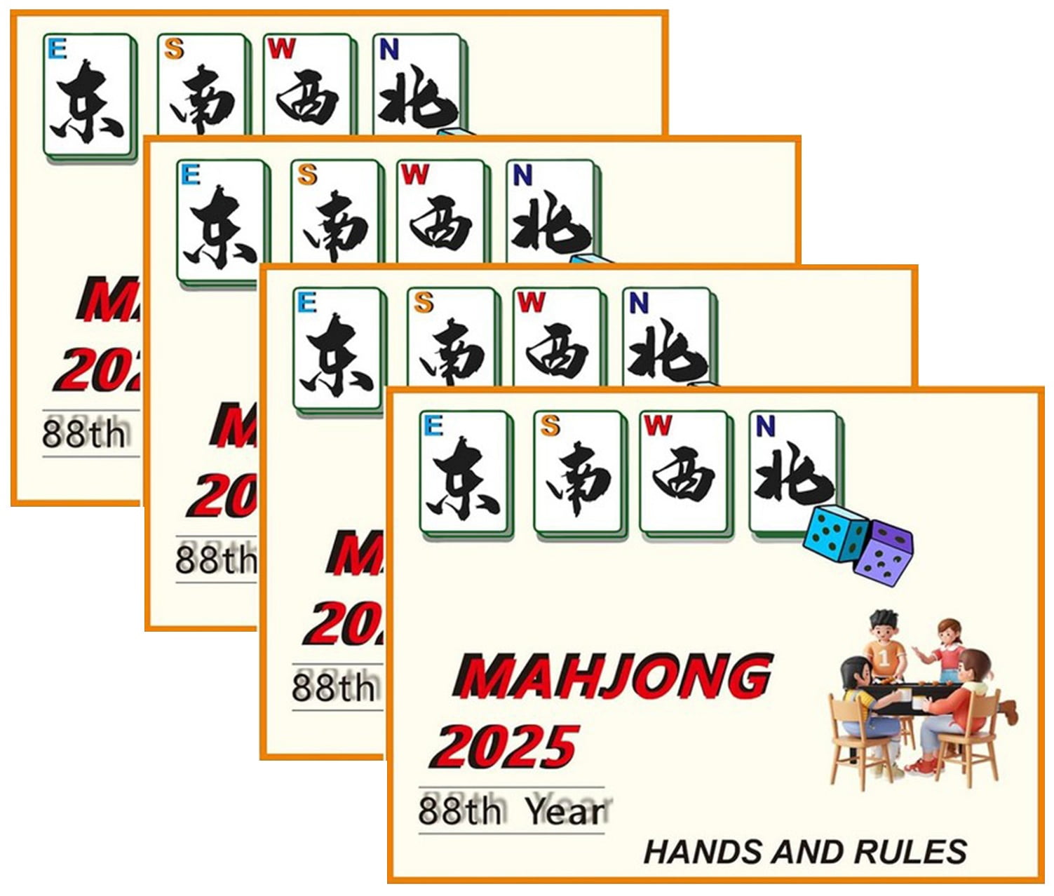 Large Print Mahjong Cards 2025 - American Mahjong Cards Set 4-PCS with ...