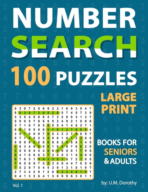 Large Print Number Search Books For Seniors: Fantastic 100 Number Find ...