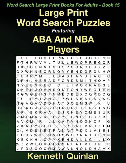 Large Print Word Search Puzzles Featuring ABA and NBA Players - Walmart.com