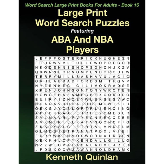 Large Print Word Search Puzzles Featuring ABA and NBA Players - Walmart.com
