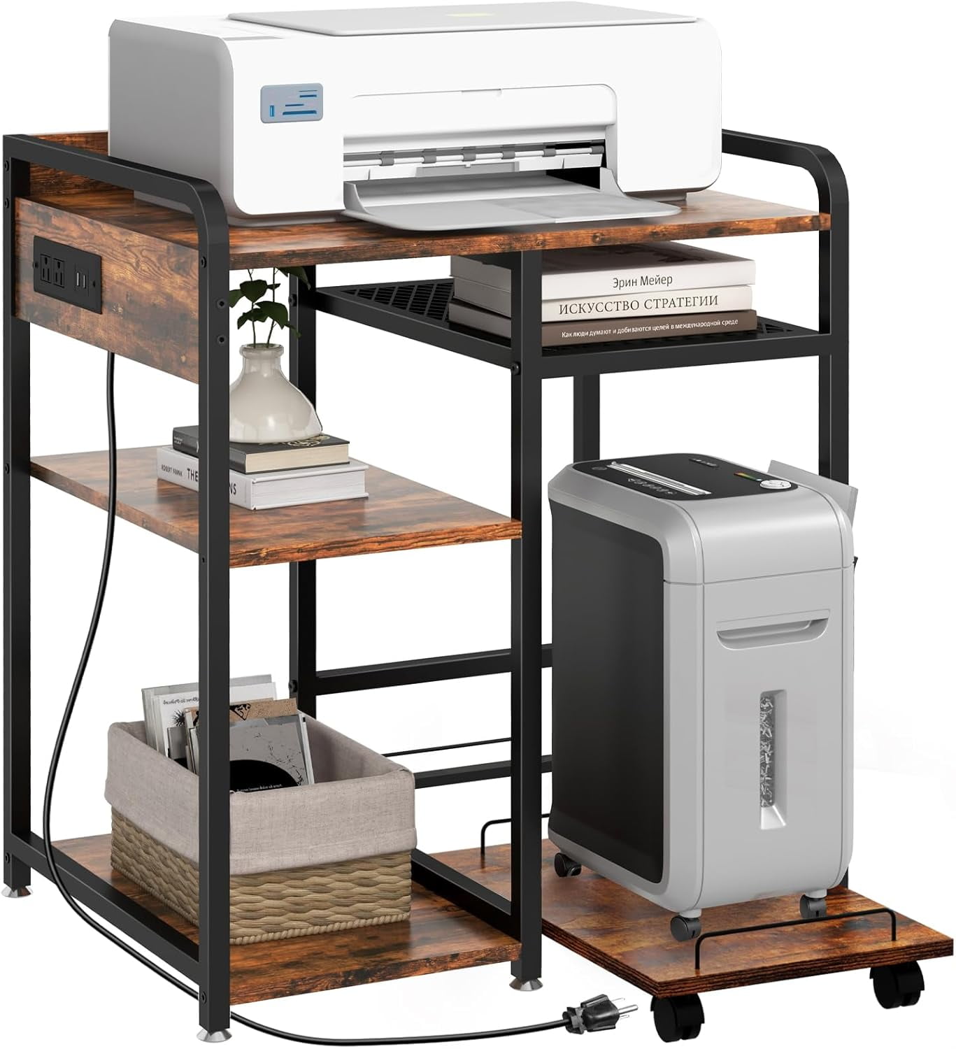 Large Printer Stand for Home Office, 23.6 x 18.9 Inch Printer Stand ...