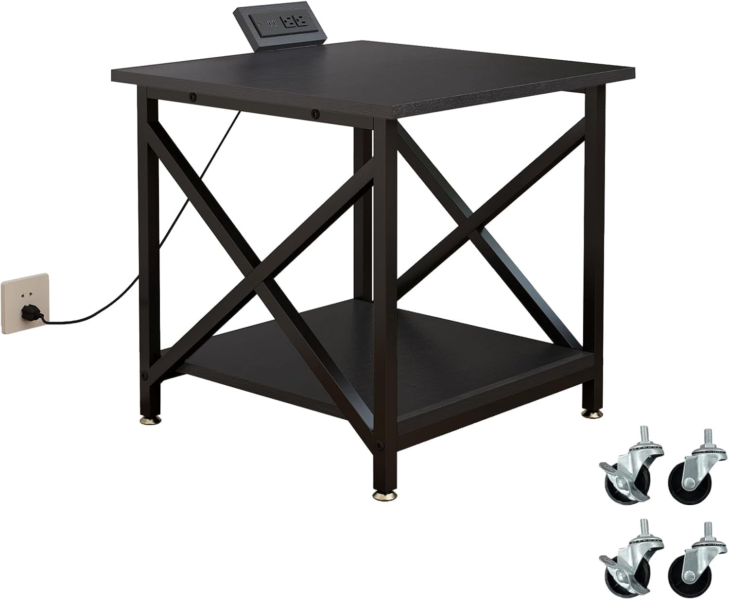Large Printer Stand with Power Outlet, with Height Adjustable Storage ...