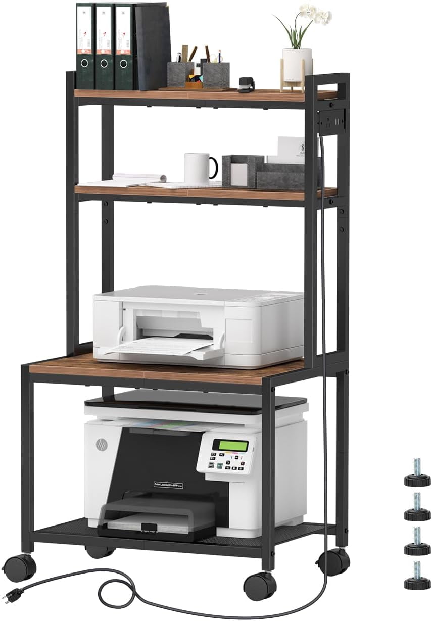 Large Printer Stand with Storage, 40" Tall 4 Tier Printer Table with ...