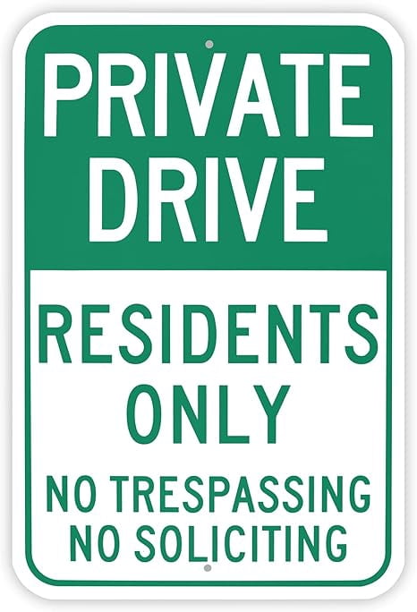 Large Private Drive Resident Only, No Soliciting No Trespassing, 18"x ...