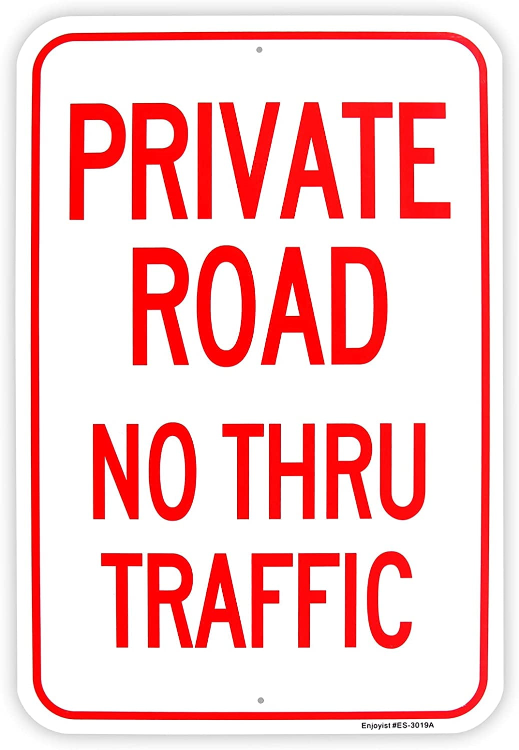 Large Private Road No Thru Traffic Sign, 18"x 12" Aluminum Reflective ...