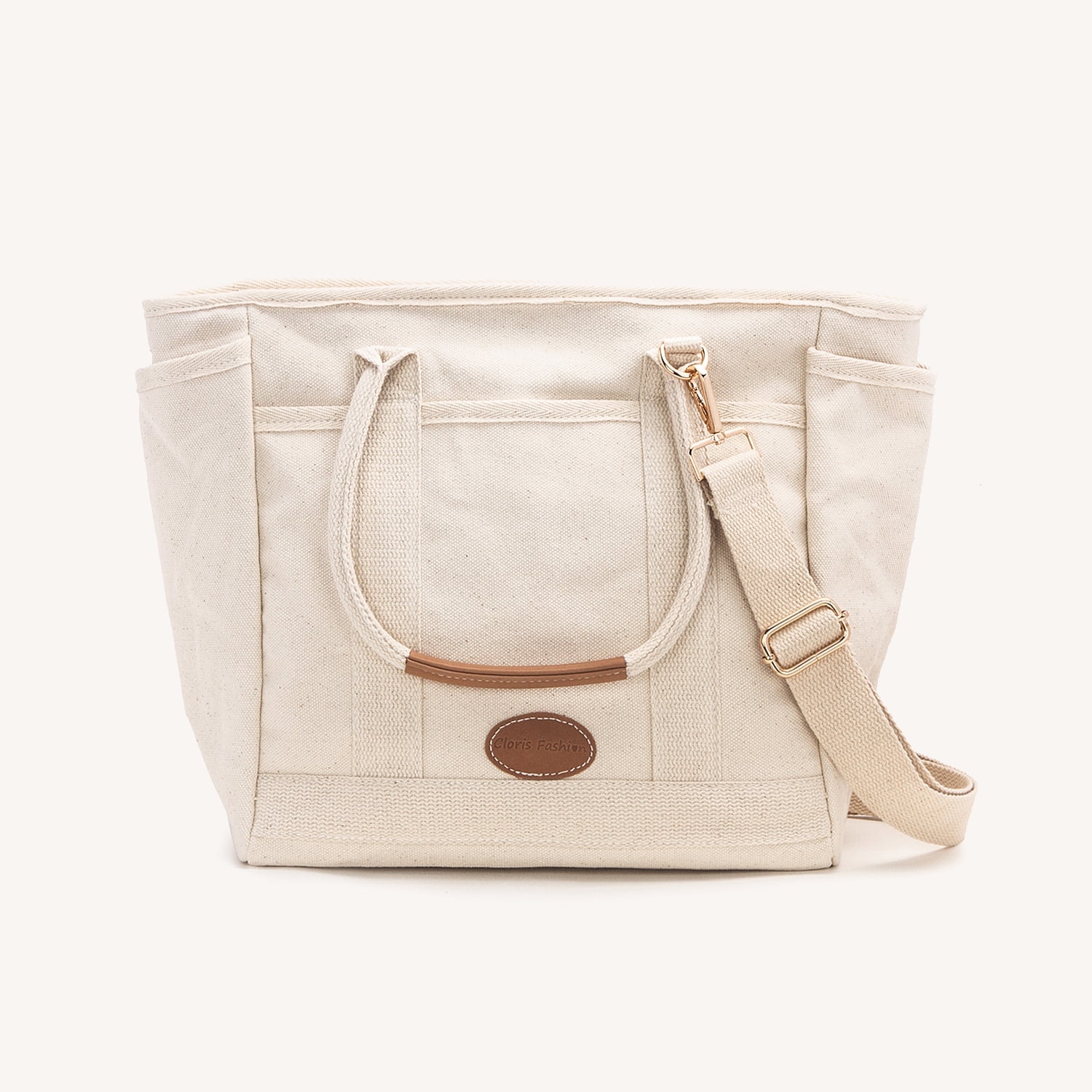 Large Purse for Women Cotton Canvas Handbag Multi-pocket Crossbody Bag ...