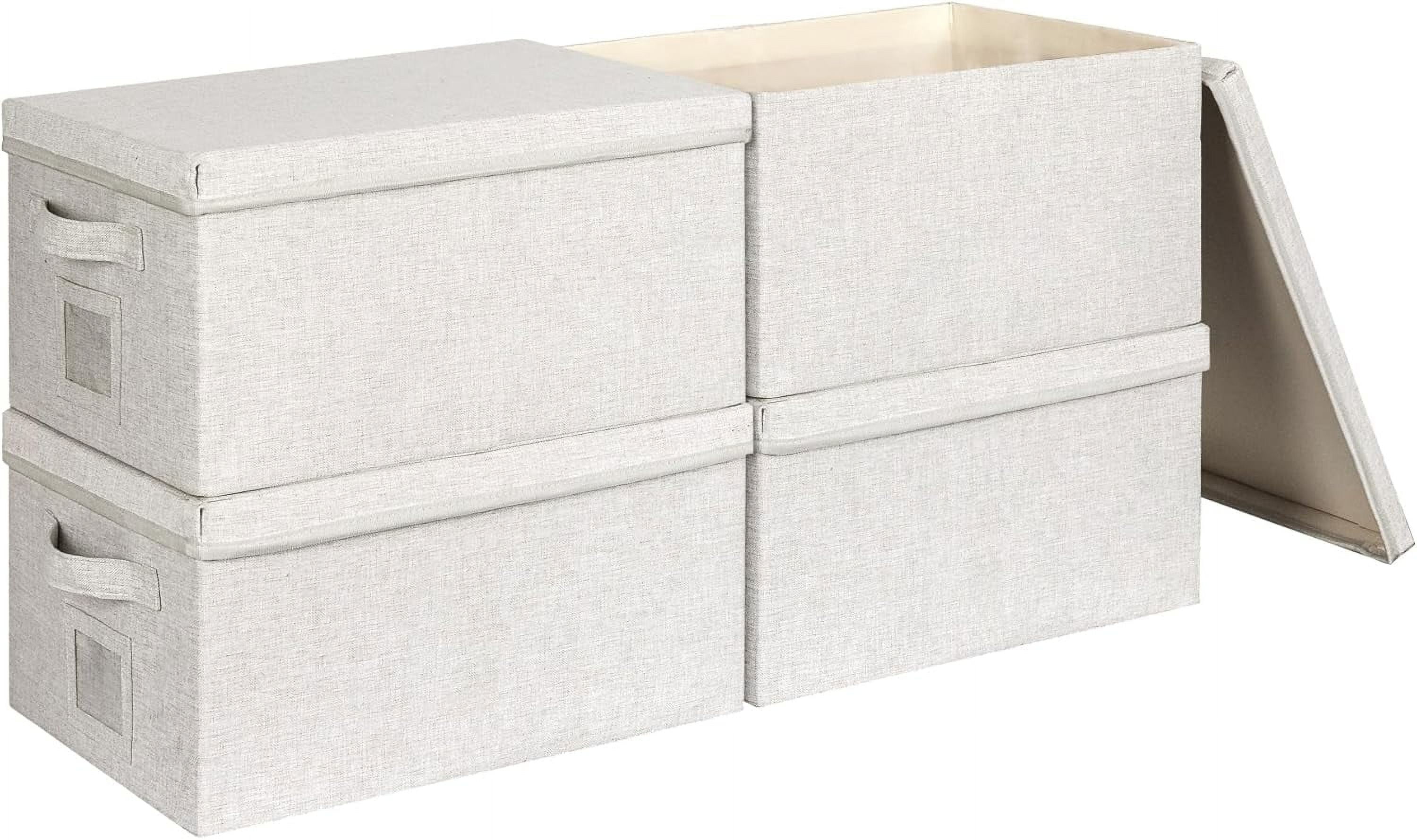 Large Quart Stackable Storage Bins with Lids Packs Linen Fabric Closet ...