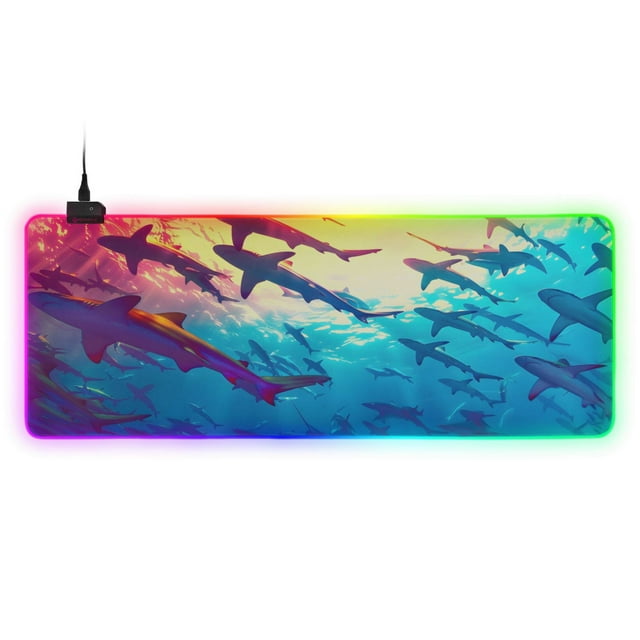 Large RGB Gaming Mouse Pad Led Glowing Mousepad Non-Slip Rubber Base 13 ...